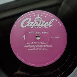 Vinyl Missing Persons S/T Mini Lp 1982 Original NM/VG Dale Bozzio ...