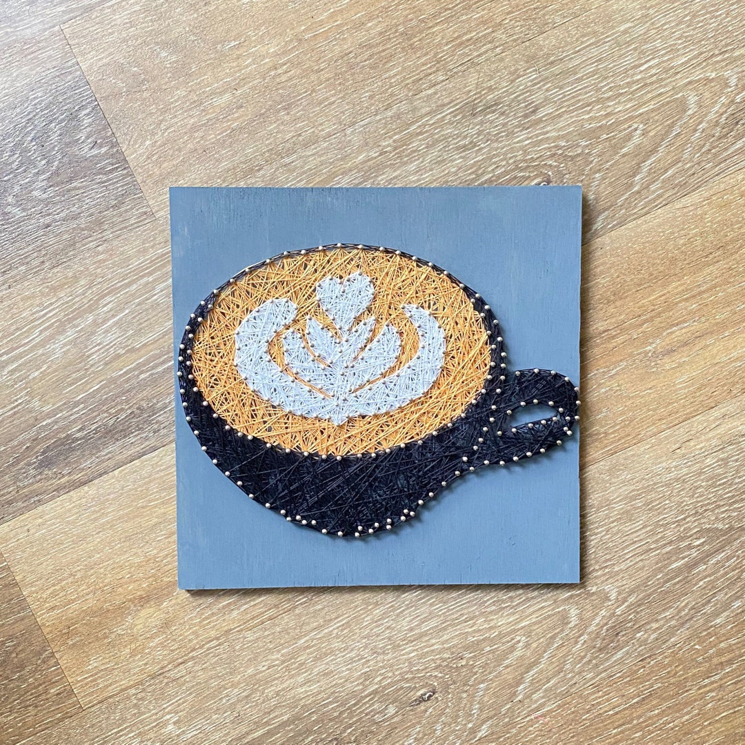 Coffee Cup Latte String Art, Coffee Bar Art, Coffee Wall Art - Etsy