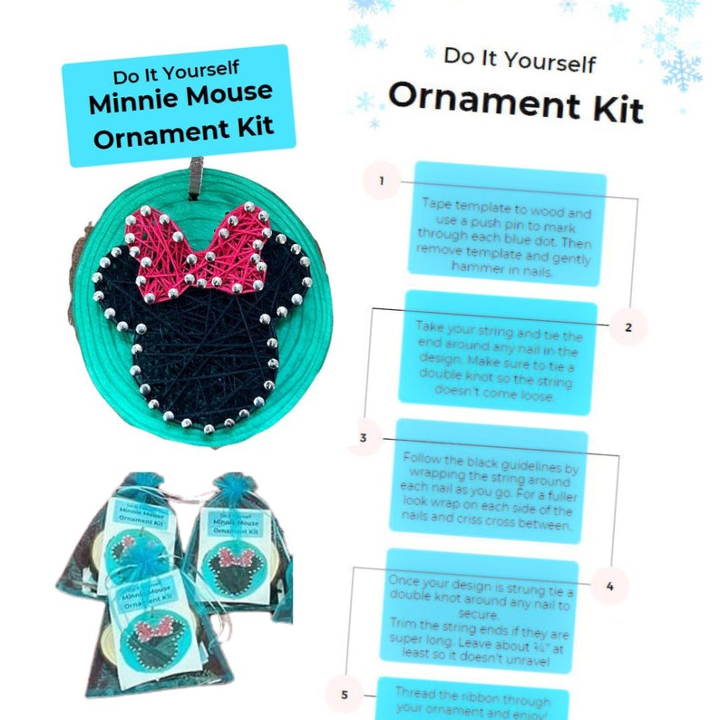 String Art Ornament Kit | Christmas DIY Kit | Ornament Craft | Minnie ...