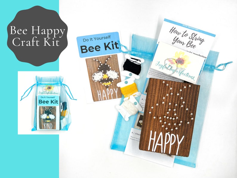 Bee Happy String Art | Bee Craft Kit | Kid DIY Kit | Bee Happy Photo ...