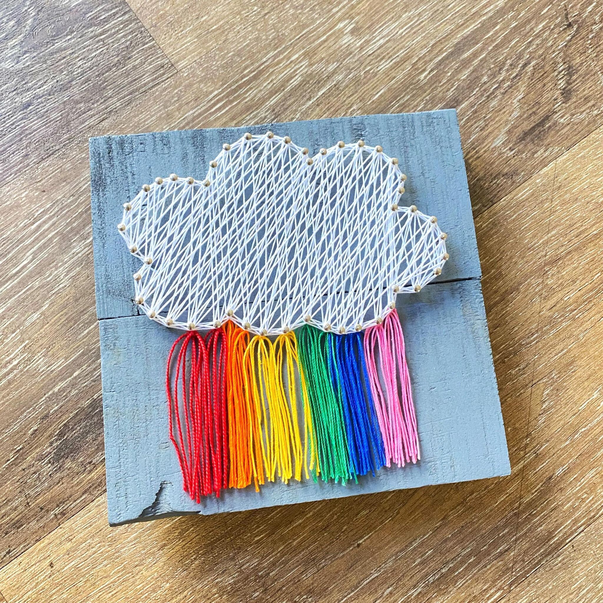 Rainbow Cloud String Art Sign, Nursery Cloud Decor, Cloud Rainbow ...