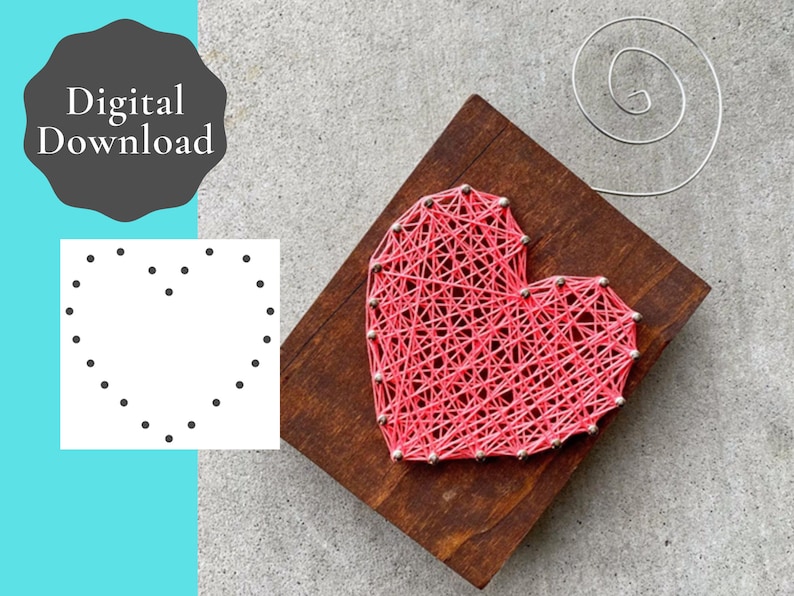 String Art Heart Pattern | Heart Craft Kit DIY | Heart Pattern Download ...