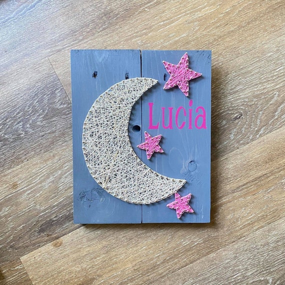 Moon and Stars String Art Sign Personalized Moon and Stars - Etsy