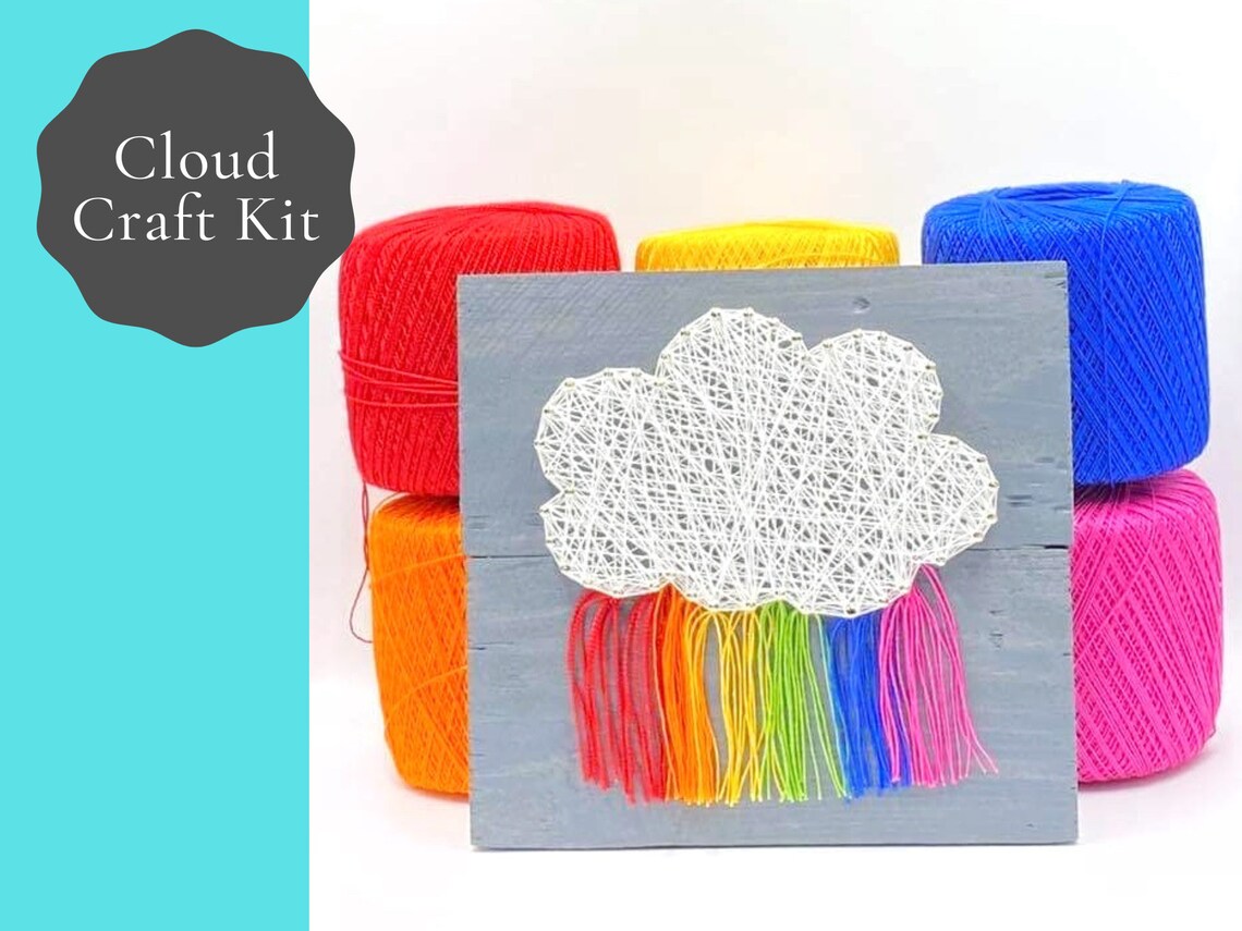 Rainbow Cloud String Art DIY Kit Cloud Rainbow Nursery Wall Art Rainbow ...