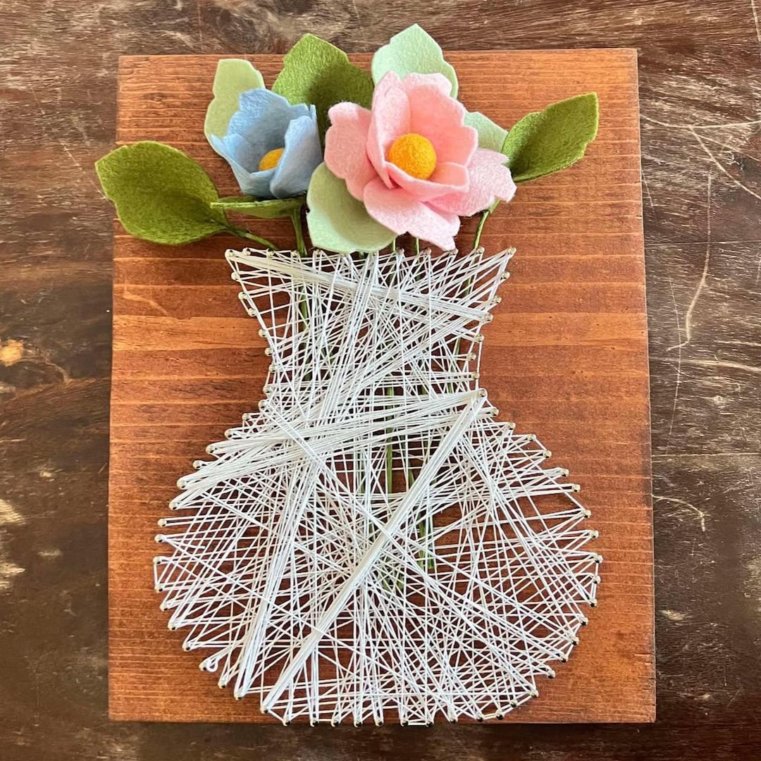 String Art Vase Kit | Seasonal Flower Craft Idea | Flower Wall Decor ...