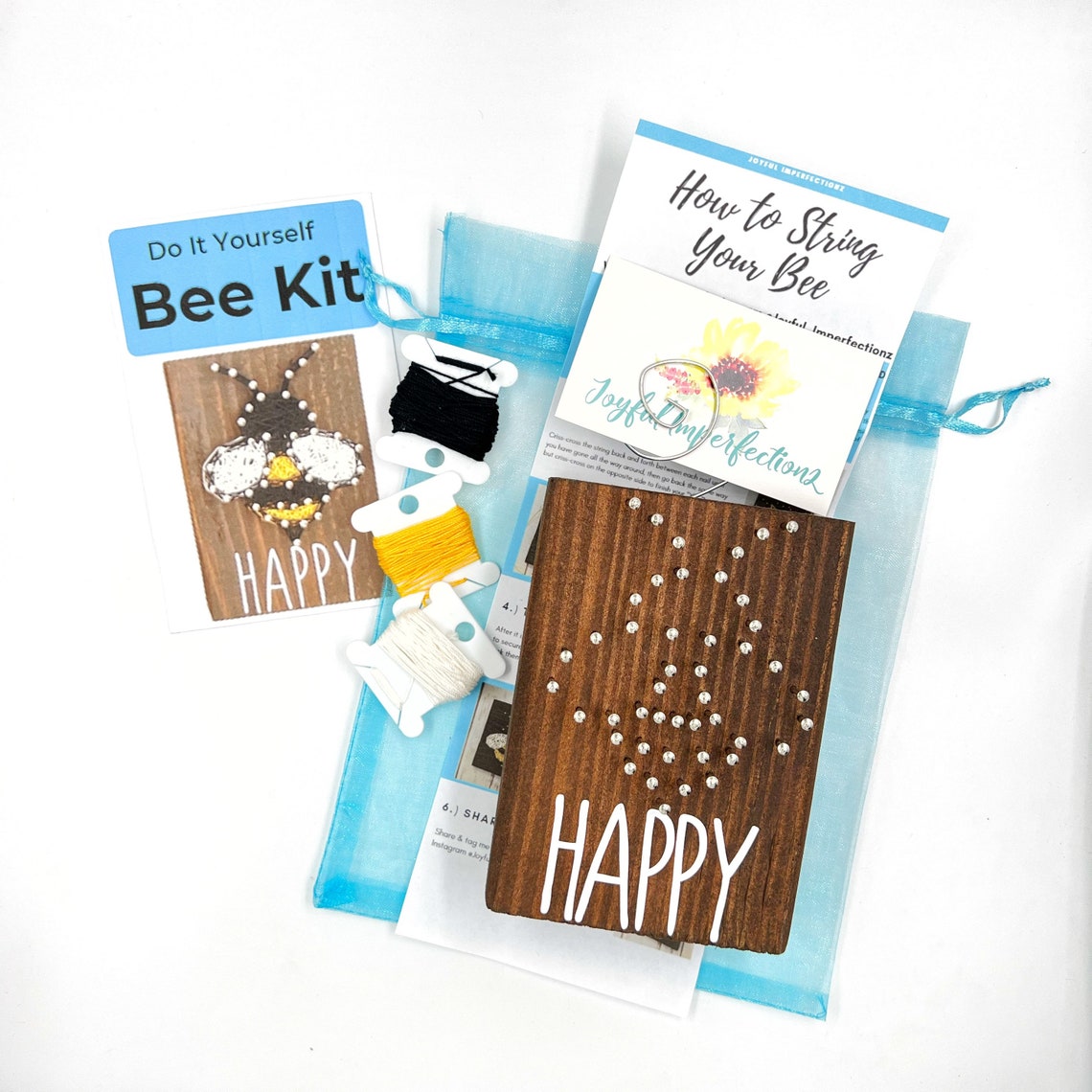 Bee Happy String Art Bee Craft Kit Kid DIY Kit Bee Happy Photo Display ...