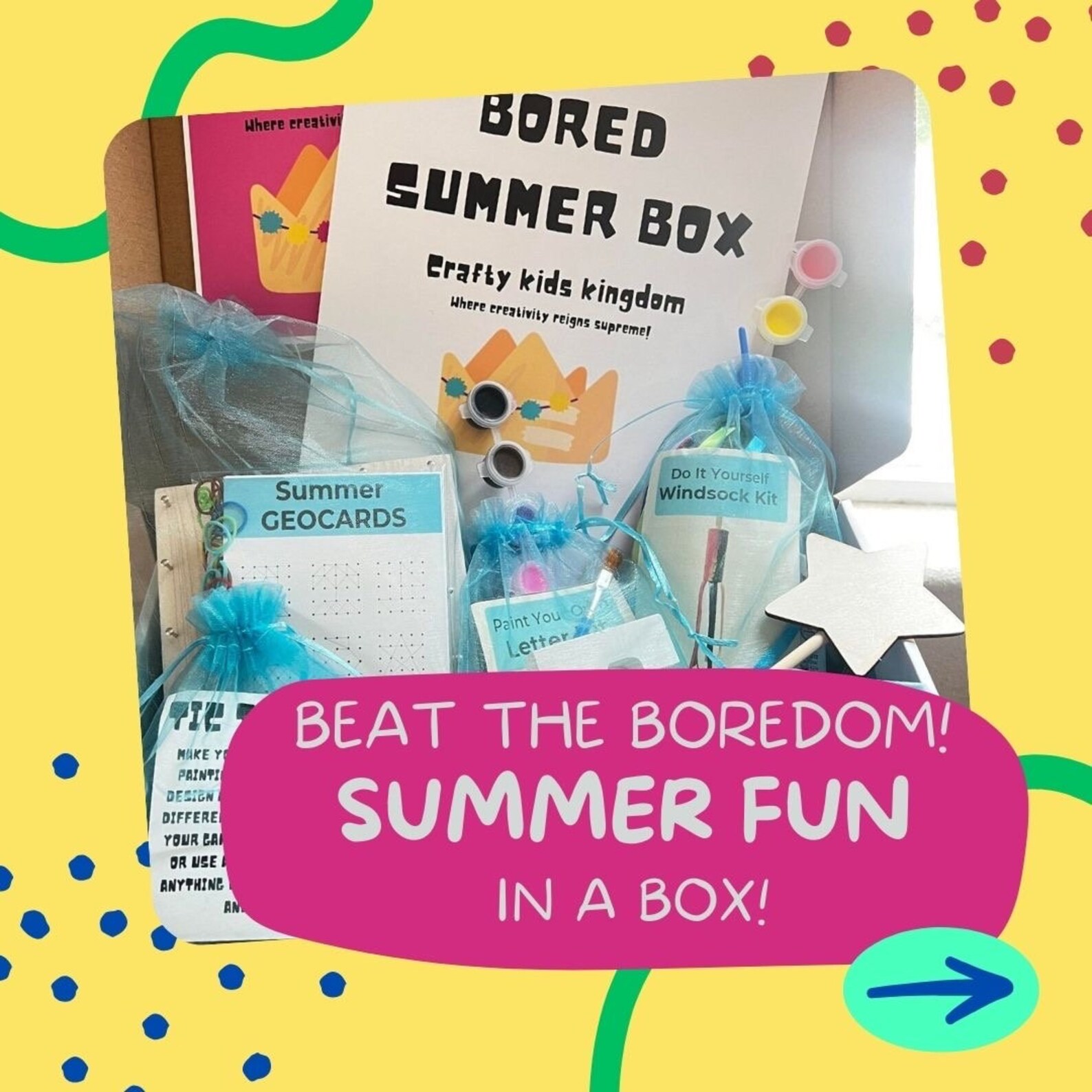 Bored Summer Box Kid Craft Kits Kid Activity Box Summer Crafts Summer ...