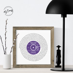 Framed Song Lyrics Gift, First Dance Keepsake, Personalised Record ...