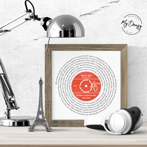 Framed Song Lyrics Gift, First Dance Keepsake, Personalised Record ...