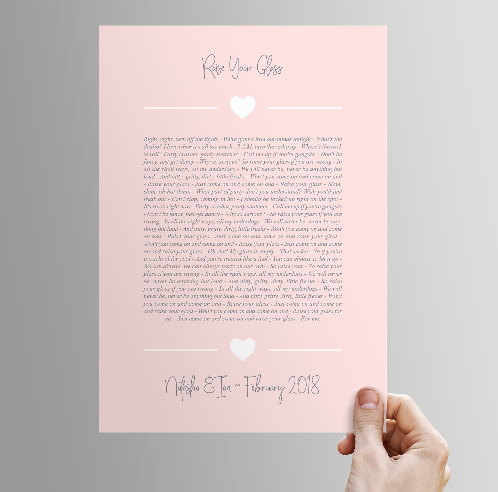 Bespoke Personalised Custom Song Lyrics Print, First Dance Gift, Framed ...