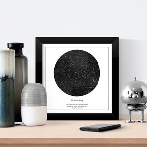 Star Map Night Sky Print, Personalised, 1st Anniversary Gift, Wedding ...