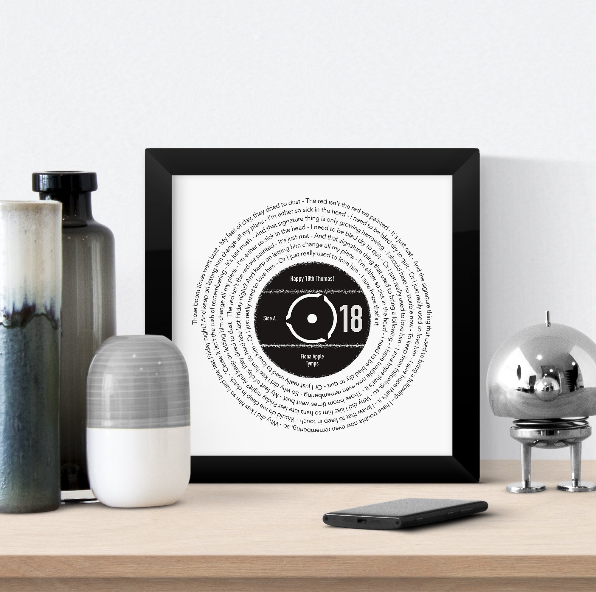 18th Birthday Music Gift Boy Girl / Personalised Record Lyrics Print ...