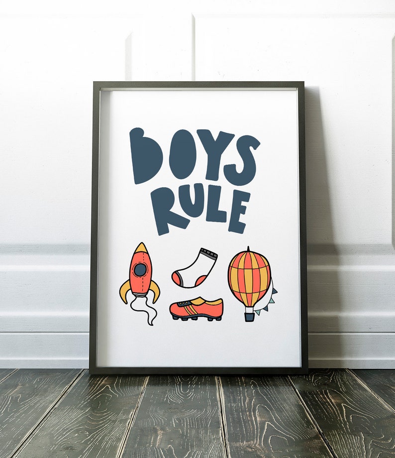 Bright and Colourful Boys Bedroom Wall Art Prints Set of 5 | Etsy