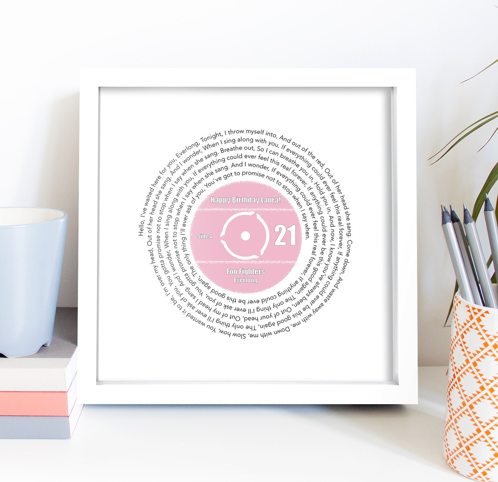 21st Birthday Music Gift / Personalised Record Lyrics Print / | Etsy