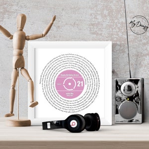 21st Birthday Music Gift / Personalised Record Lyrics Print / 21st ...