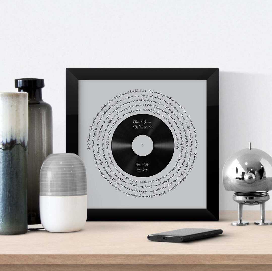 Framed Song Lyrics Gift, First Dance Keepsake, Personalised Record ...
