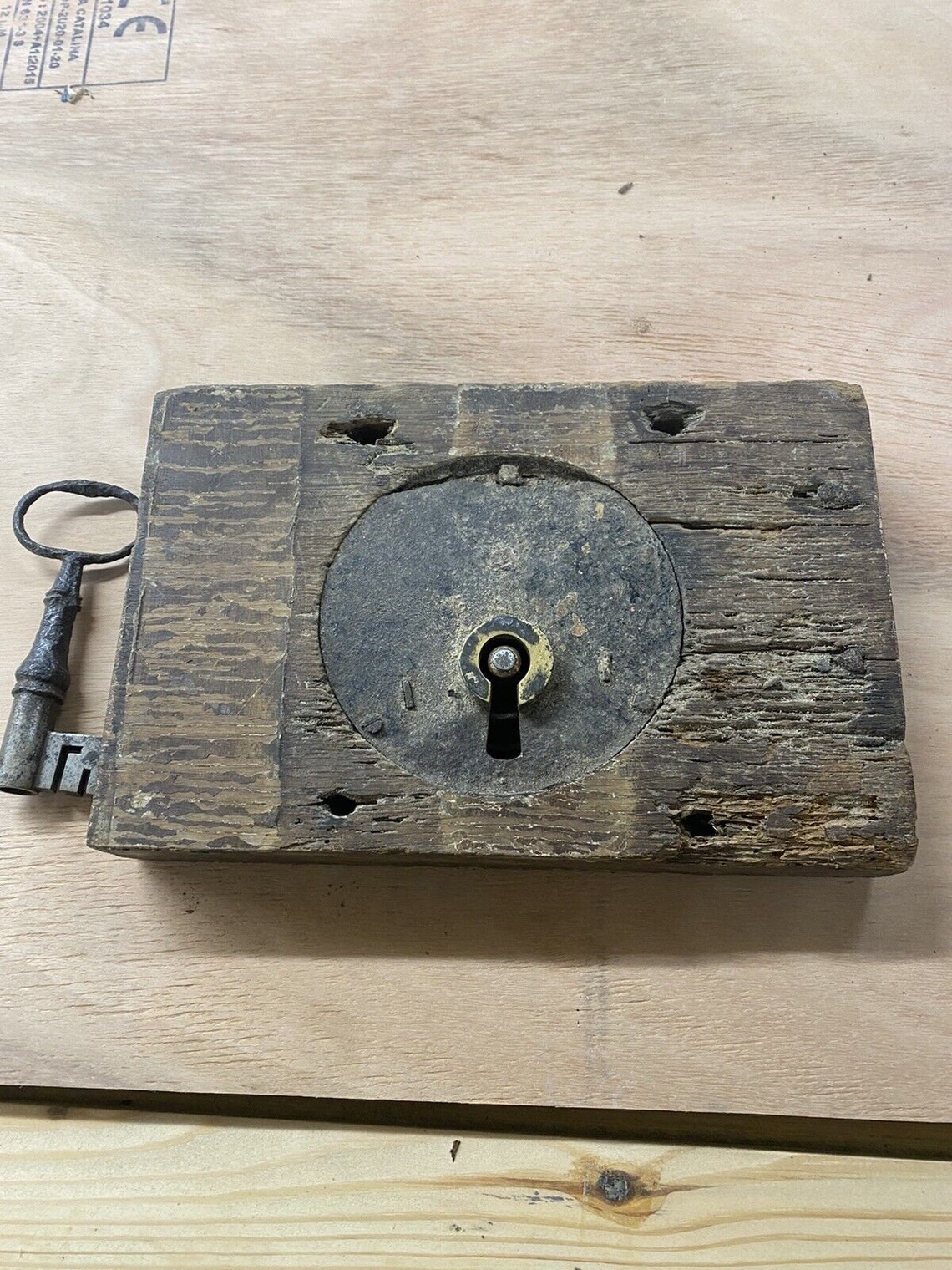 Large 17th Century Rim Lock Key Reclaimed Period Oak Iron Rare Door ...