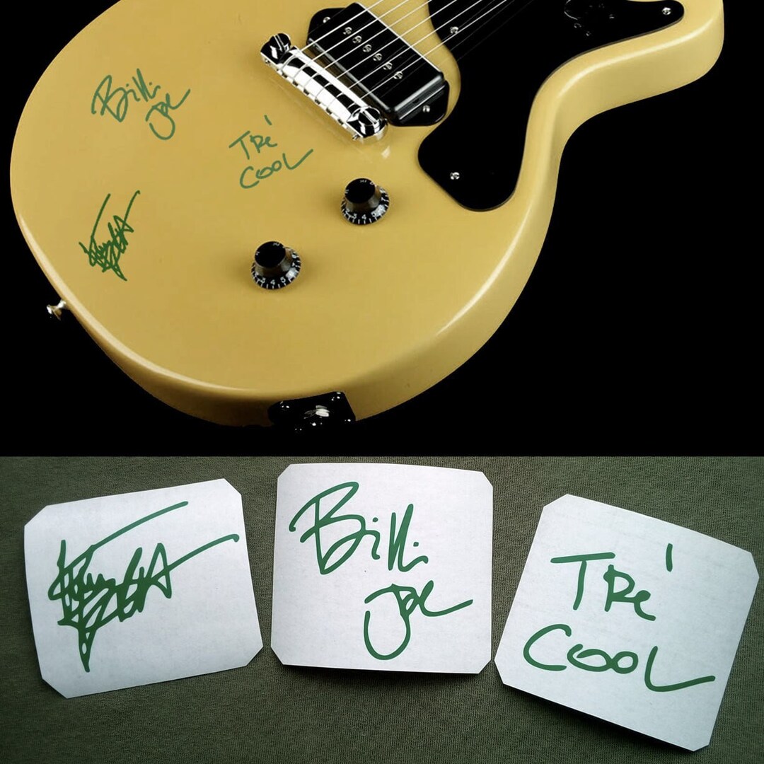 Billie Joe, Mike Dirnt, Tre Cool Guitar Autographs Stickers Punk Rock ...
