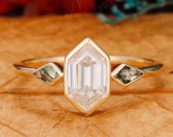 Hexagon Bezel Set Ring - Etsy