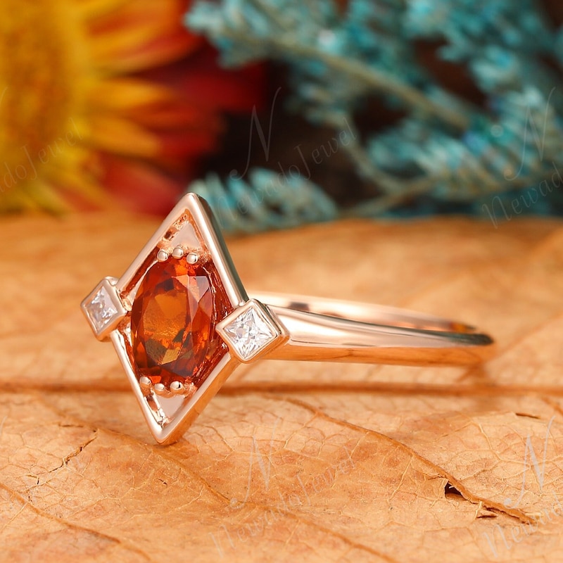 Orange Gemstone Ring - Etsy