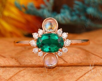 Green Moonstone Ring - Etsy