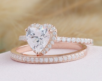 Heart wedding rings | Etsy