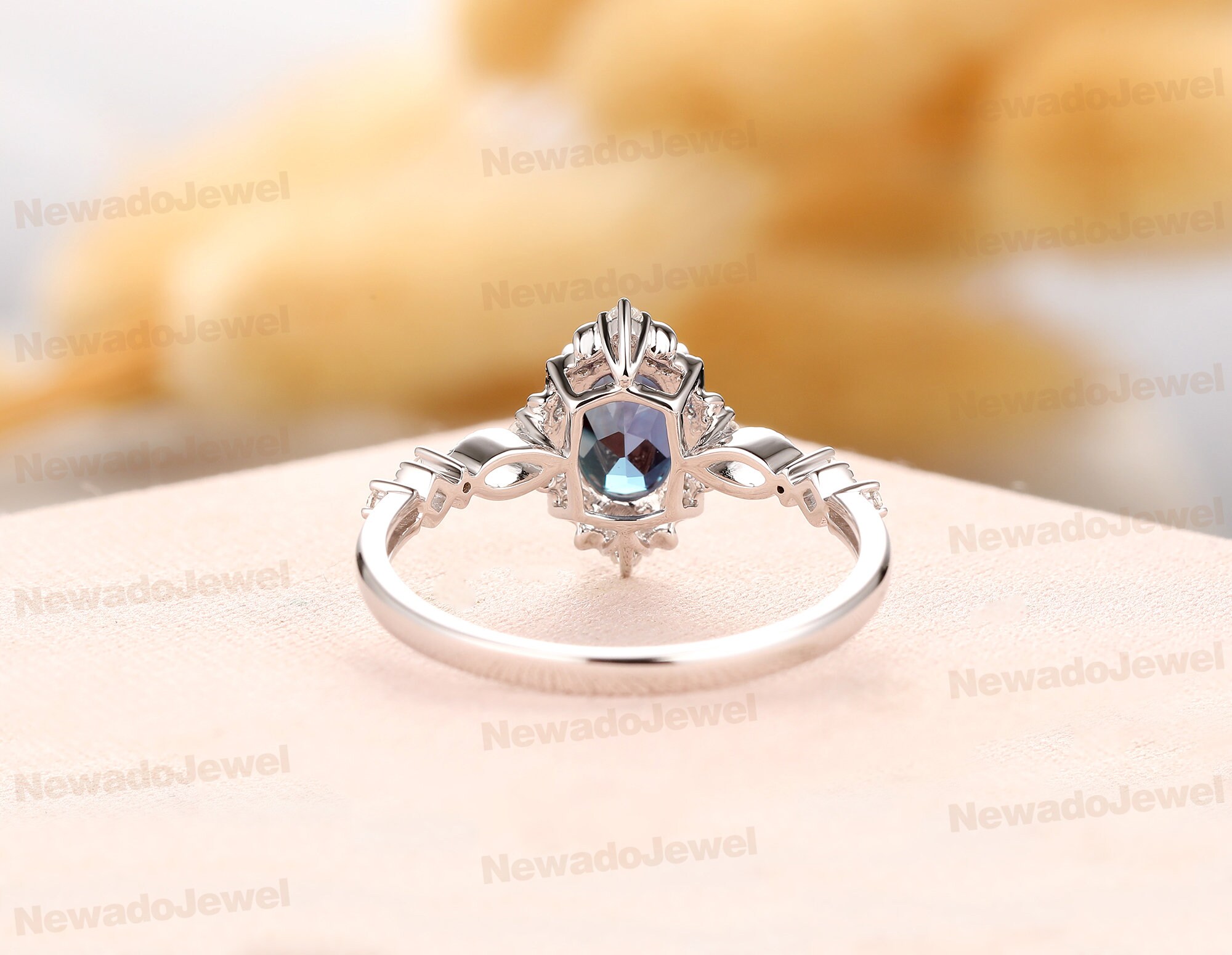 Art Deco Color Changing Gemstone Ring Oval 6x8mm Alexandrite - Etsy