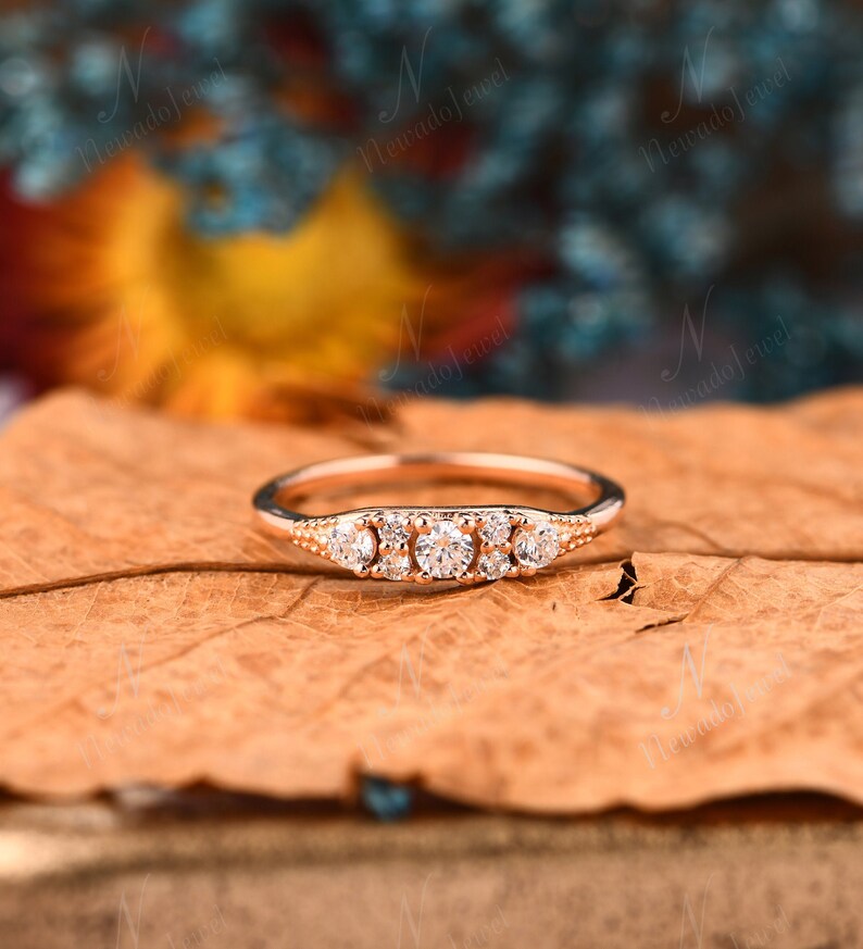 Milgrain Design Matching Band Art Deco Engagement Ring | Etsy