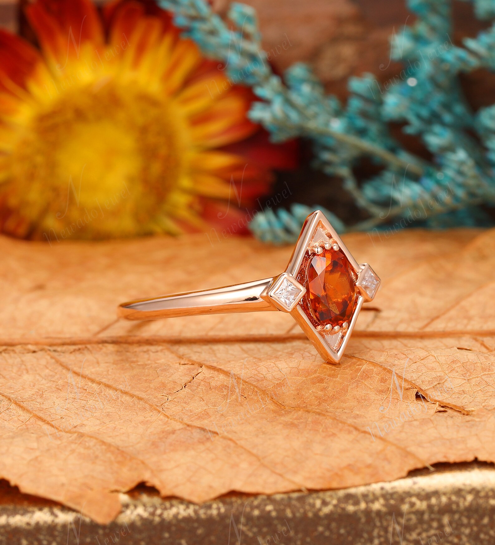 Orange Gemstone Wedding Ring 5x7mm Oval Cut Natural - Etsy