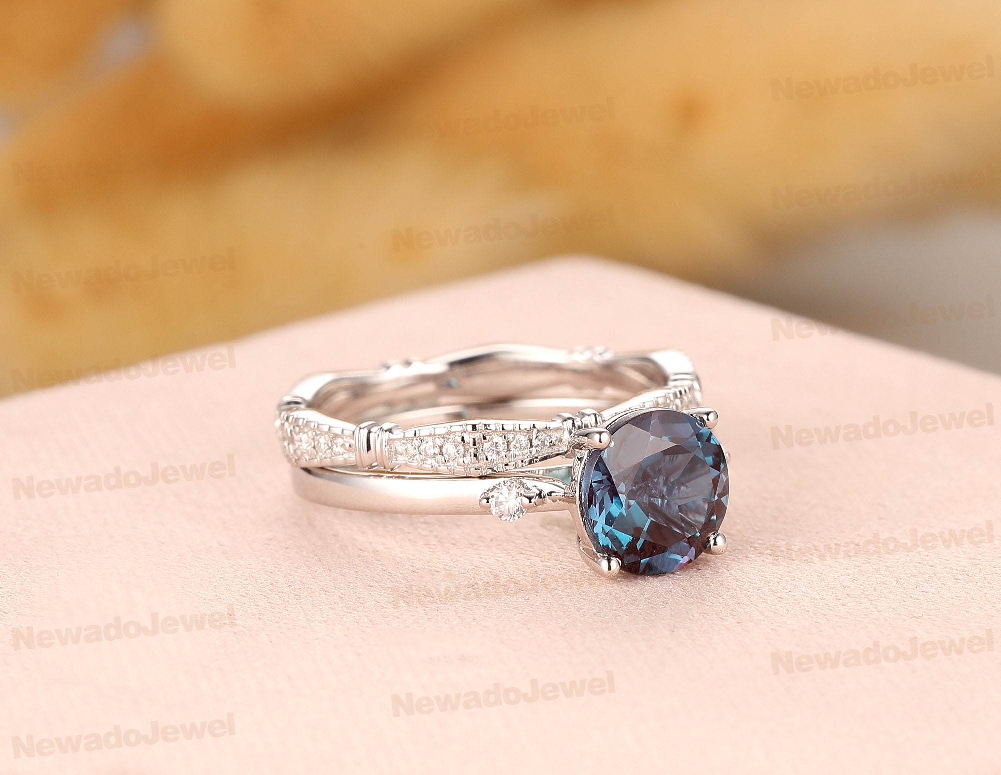 Valentines Gift 7.5mm Round Cut Lab Created Alexandrite Ring | Etsy