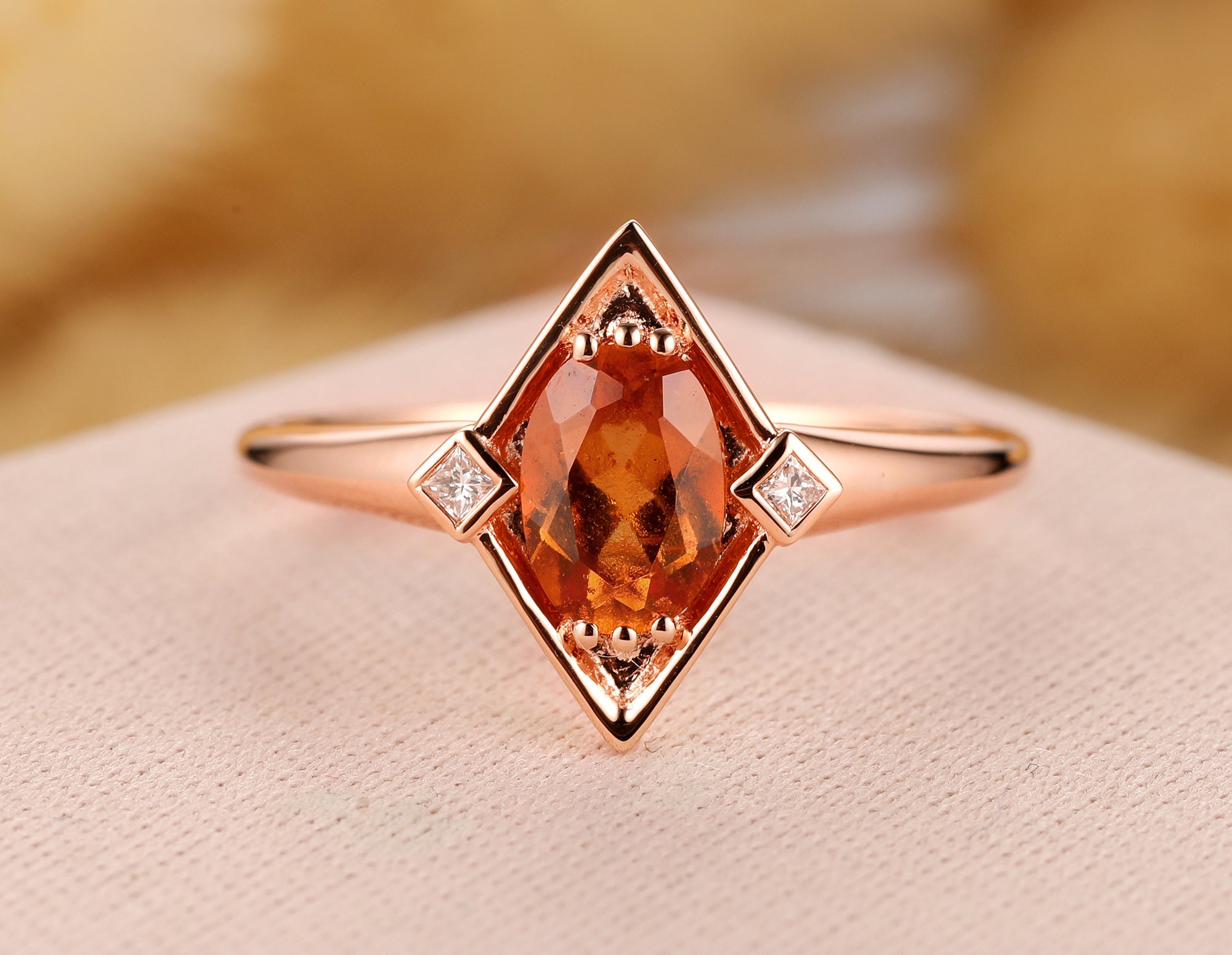 Orange Gemstone Wedding Ring 5x7mm Oval Cut Natural | Etsy