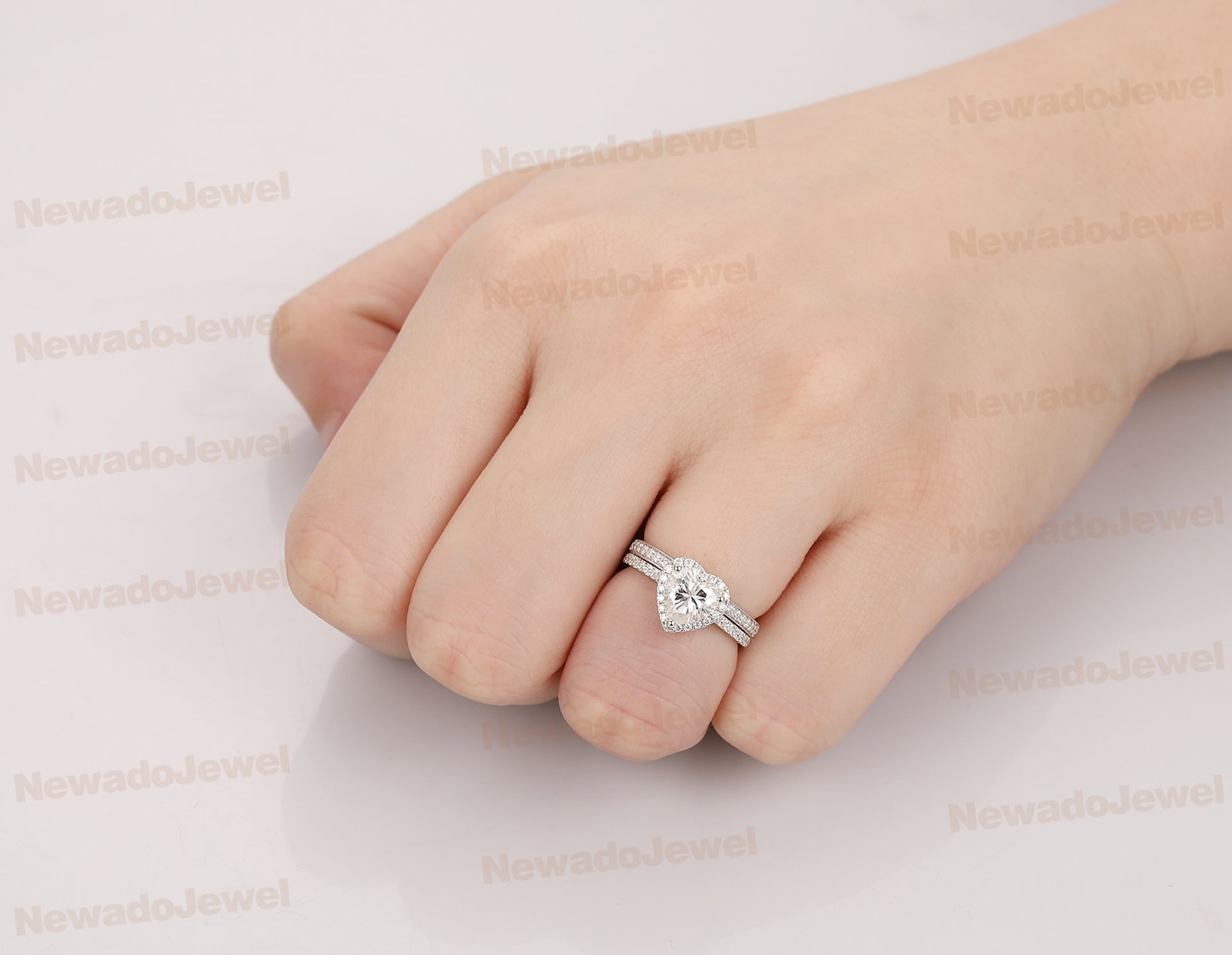 Moissanite Heart Ring Set Heart Shape 6.5mm Moissanite Ring - Etsy