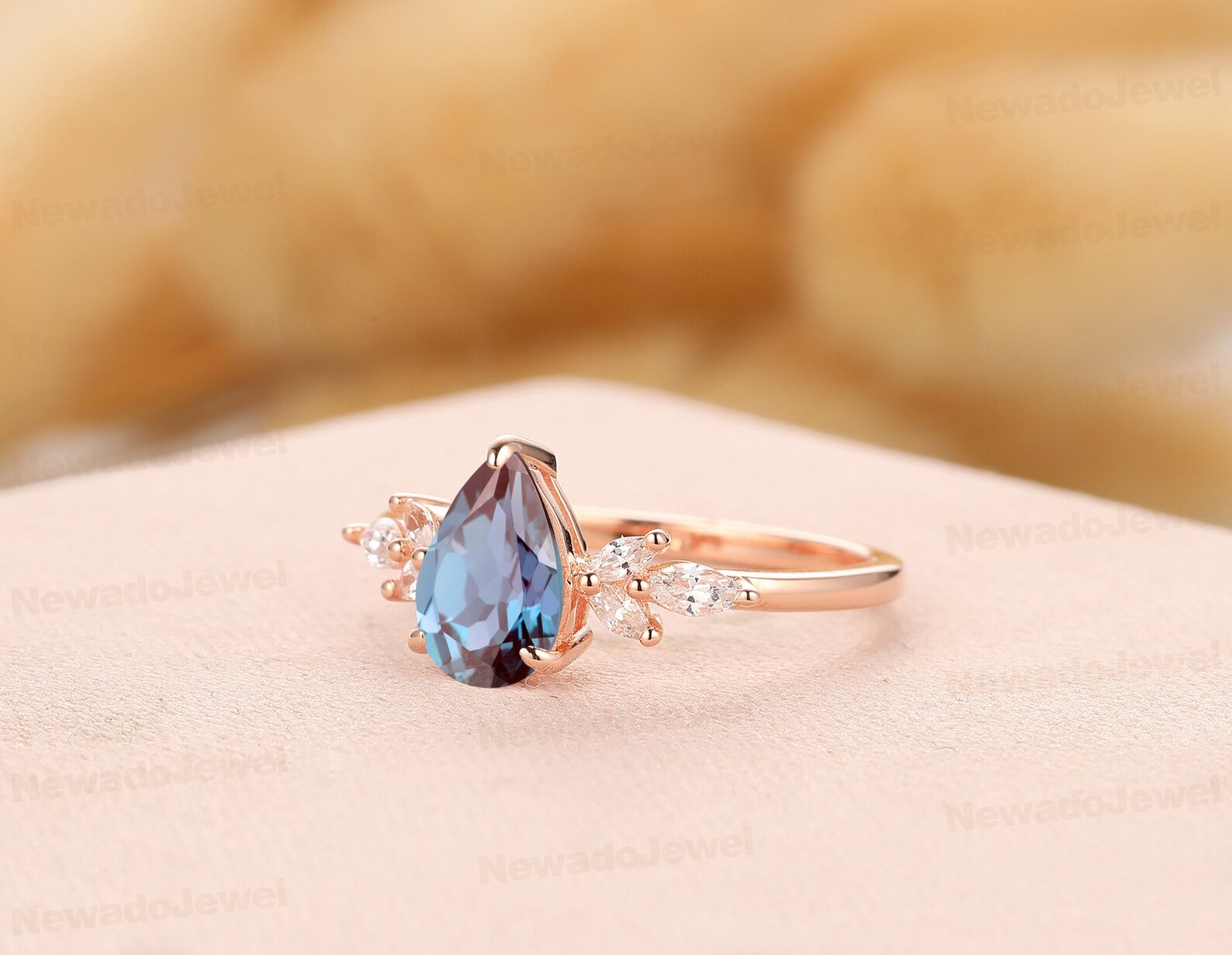 Tear Drop Gemstone Ring 6x9mm Pear Cut Alexandrite Ring 14k | Etsy