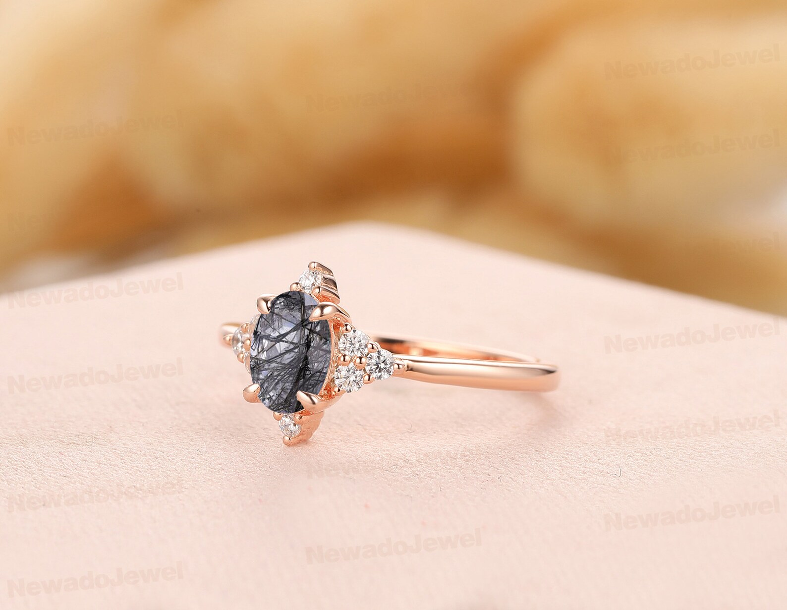 Pong Set Wedding Ring Oval Cut 5x7mm Natural Black Rutilated - Etsy