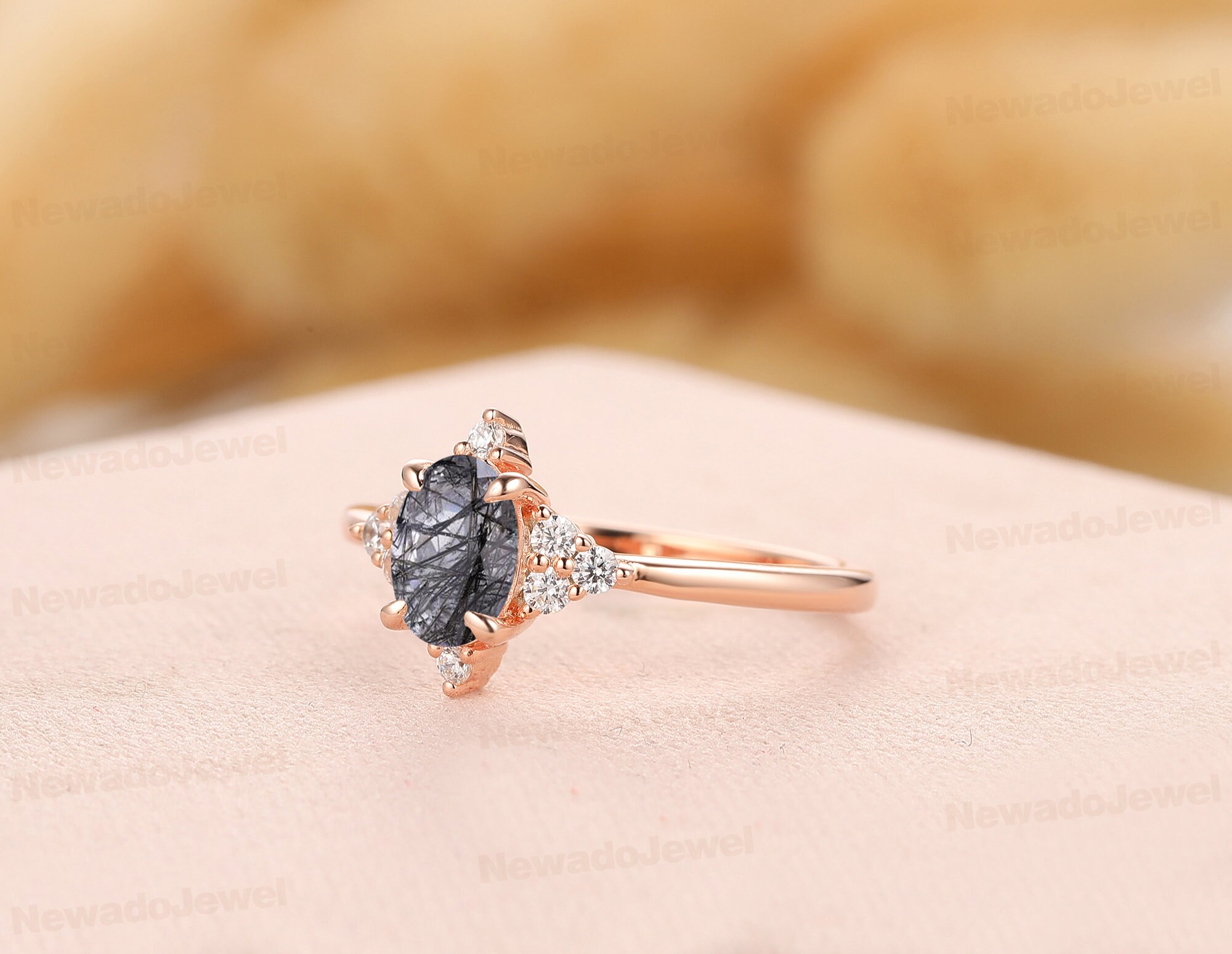 Pong Set Wedding Ring Oval Cut 5x7mm Natural Black Rutilated - Etsy