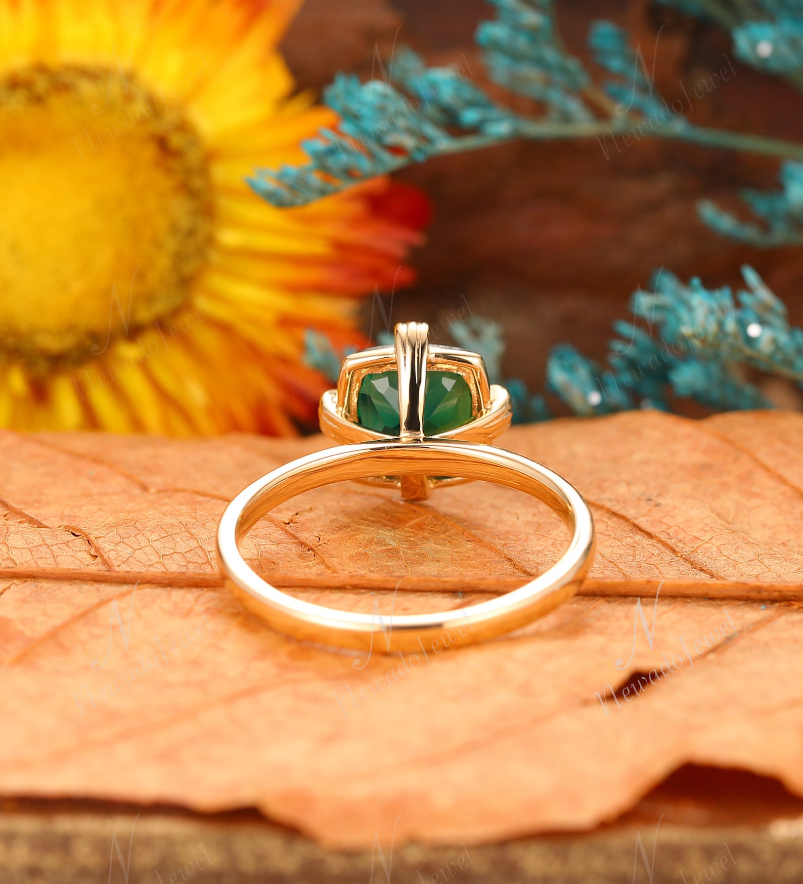 Antique May Birthstone Ring 7.5mm Cushion Cut Emerald - Etsy