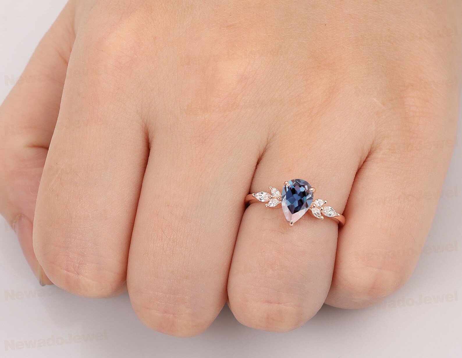 Tear Drop Gemstone Ring 6x9mm Pear Cut Alexandrite Ring 14k | Etsy