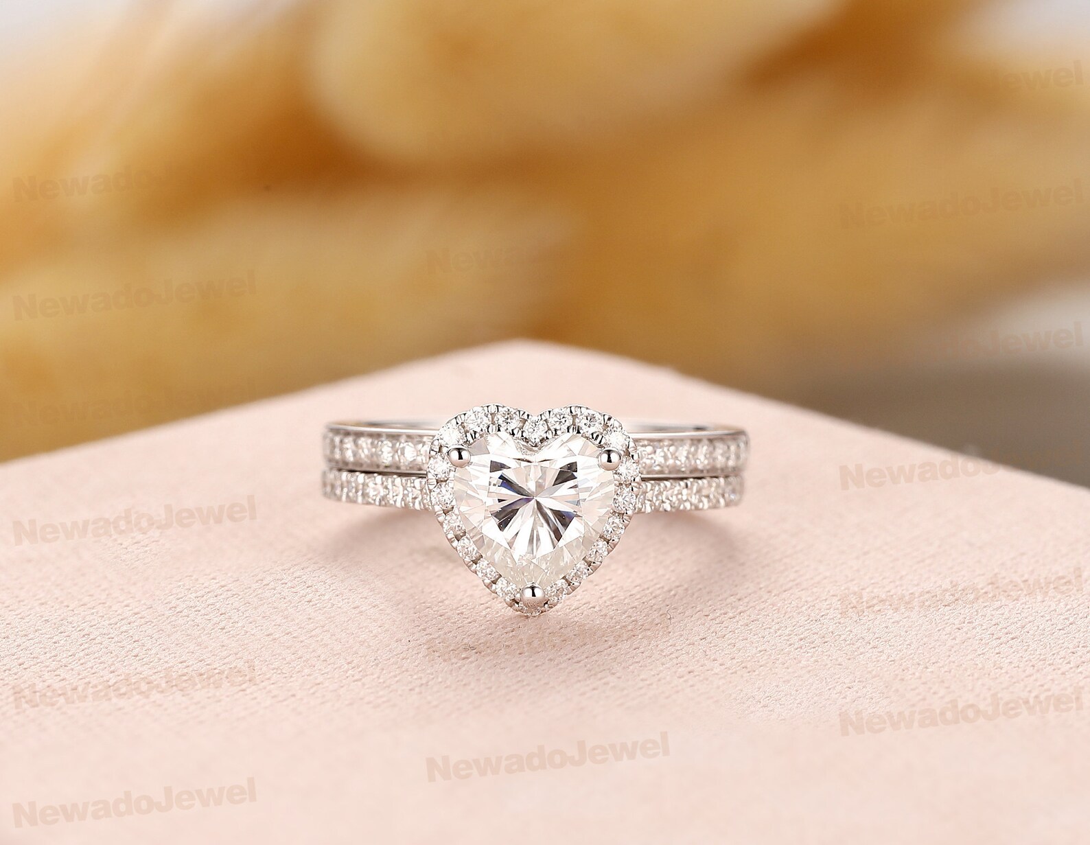 Moissanite Heart Ring Set Heart Shape 6.5mm Moissanite Ring - Etsy
