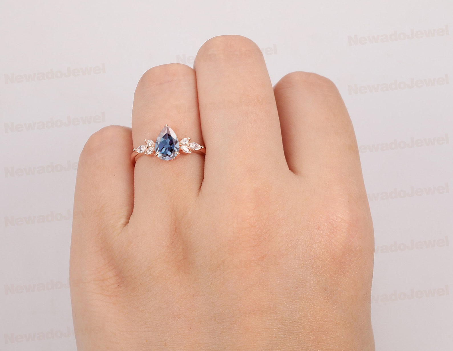 Tear Drop Gemstone Ring 6x9mm Pear Cut Alexandrite Ring 14k | Etsy