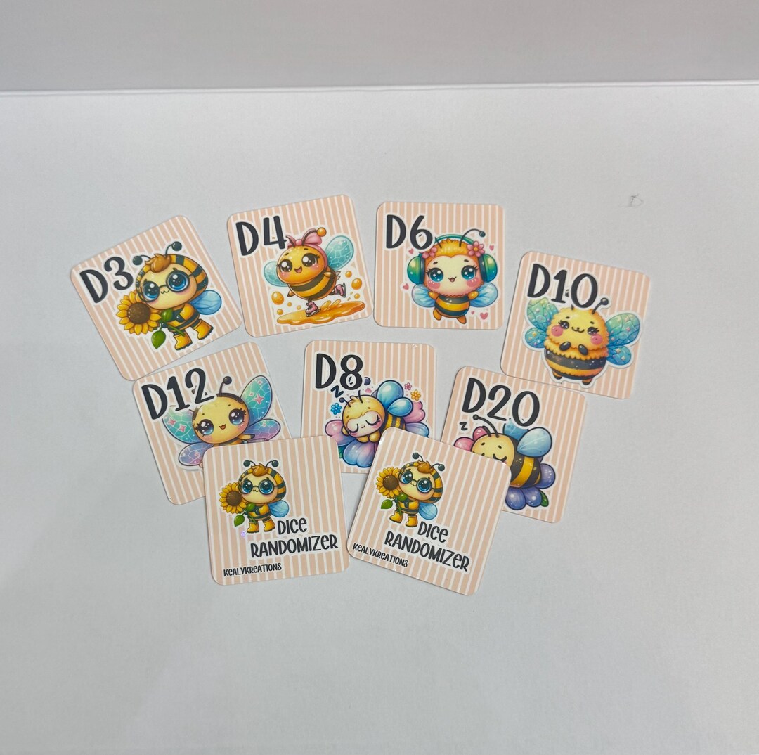 Bee Dice Randomizer Cards, D3 D4 D6 D8 D10 D12 D20, Savings Challenges ...