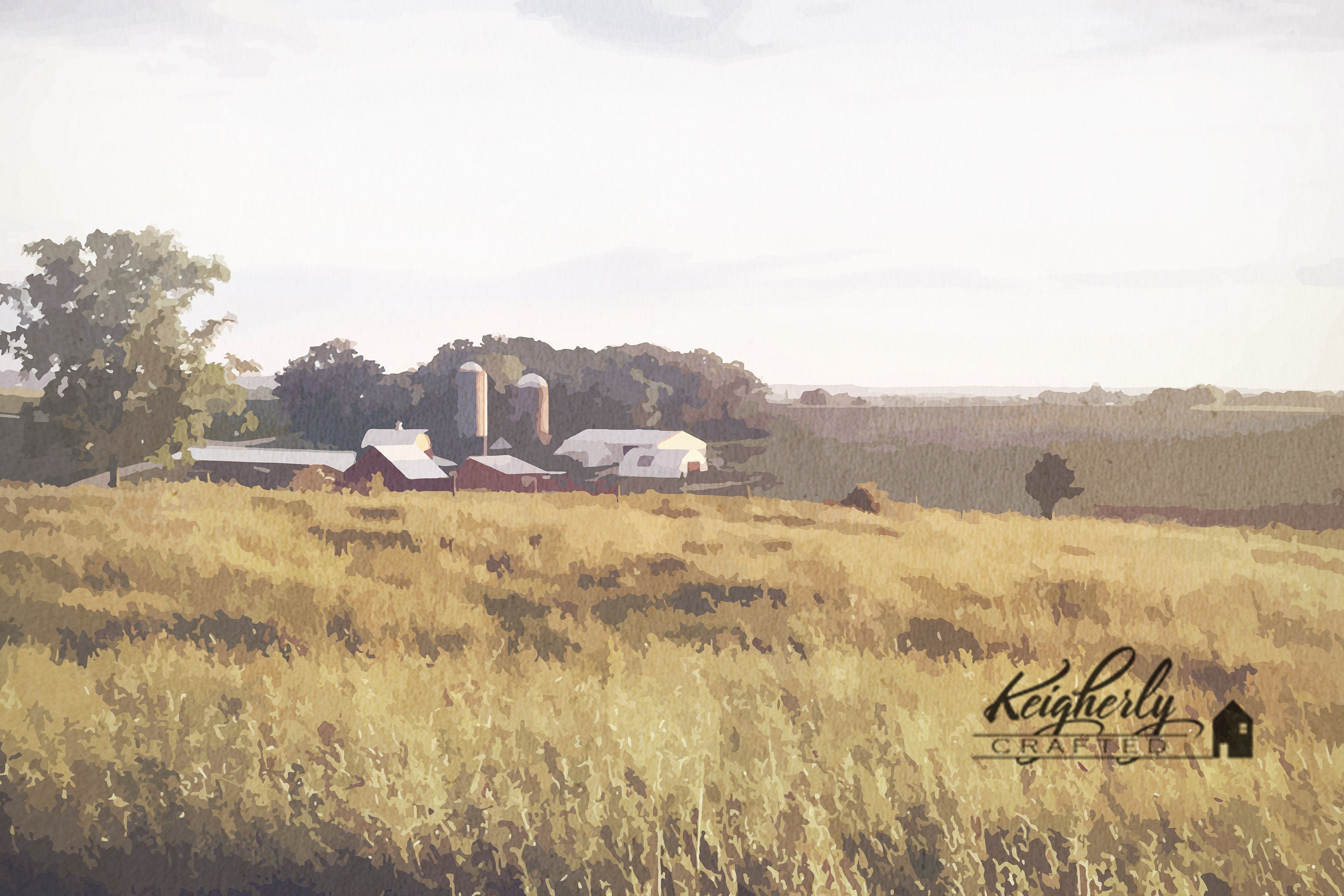 Rolling Hill Farm Scene - Etsy