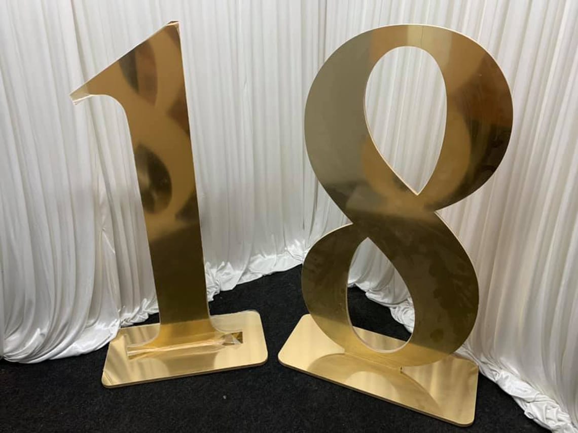 4ft Freestanding Gold Mirror Acrylic Numbers With Matching - Etsy