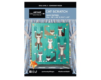 QUILT PATTERN Cat Scratch Quilt Pattern by Art East Quilting Co. Digital Download Traditional ...