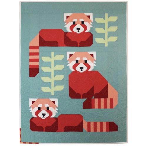 QUILT PATTERN Red Pandas Quilt by Art East Quilting Co - Etsy