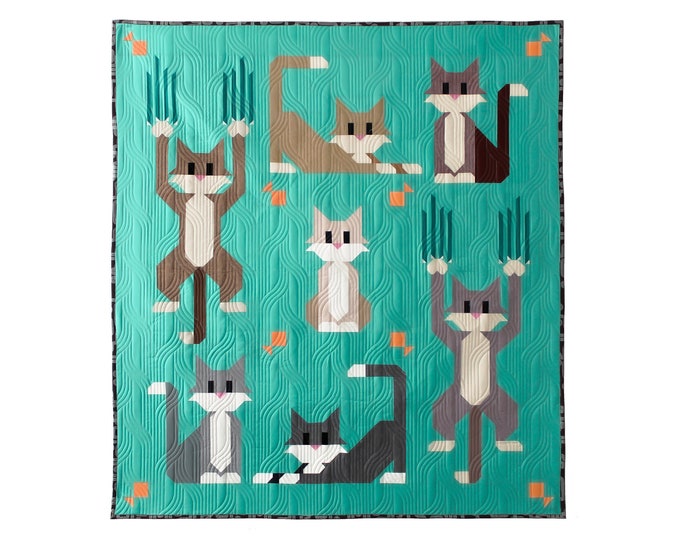 QUILT PATTERN Cat Scratch Quilt Pattern by Art East Quilting Co. Digital Download Traditional ...