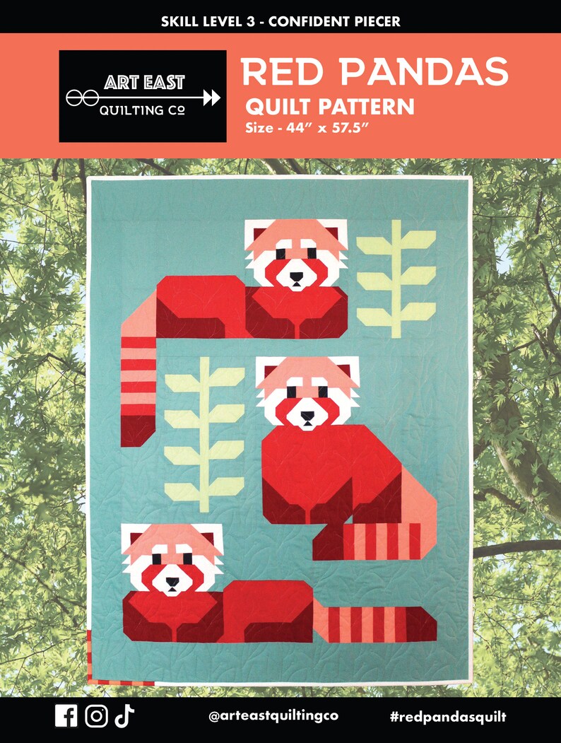 QUILT PATTERN Red Pandas Quilt by Art East Quilting Co - Etsy