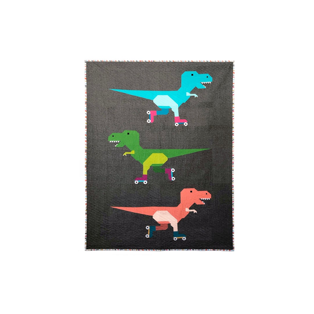QUILT PATTERN Dinorama T-rex on Roller Skates by Art East Quilting Co ...