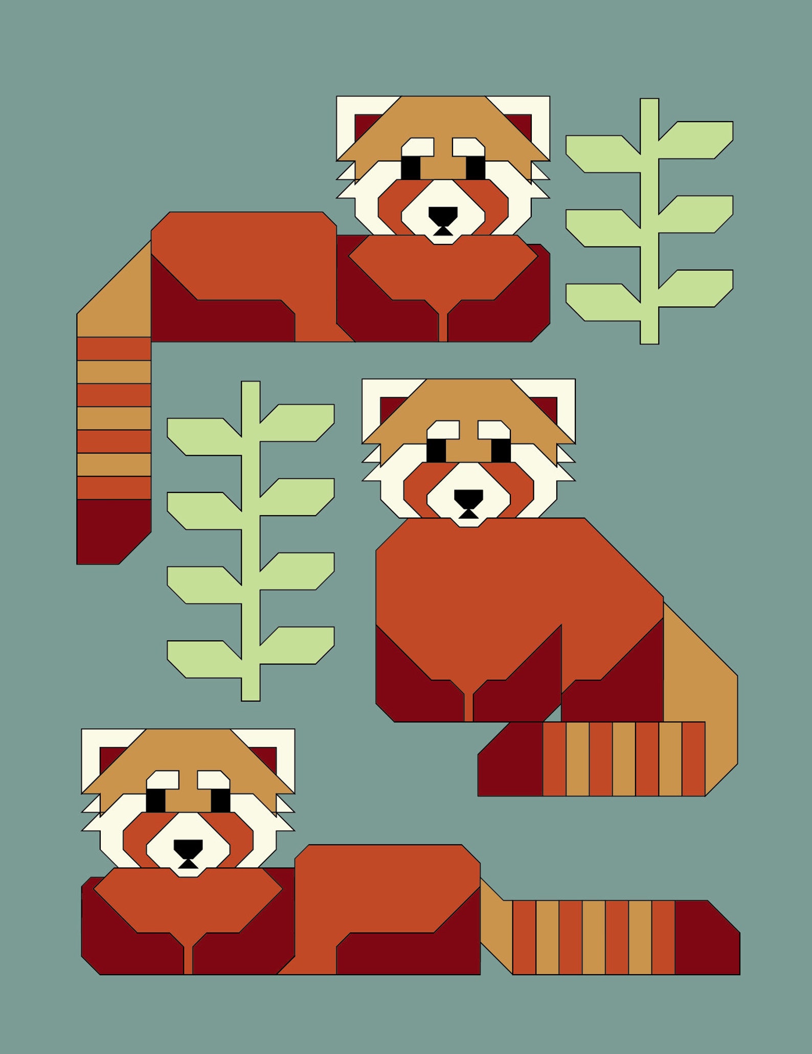 QUILT PATTERN Red Pandas Quilt by Art East Quilting Co Digital Download ...