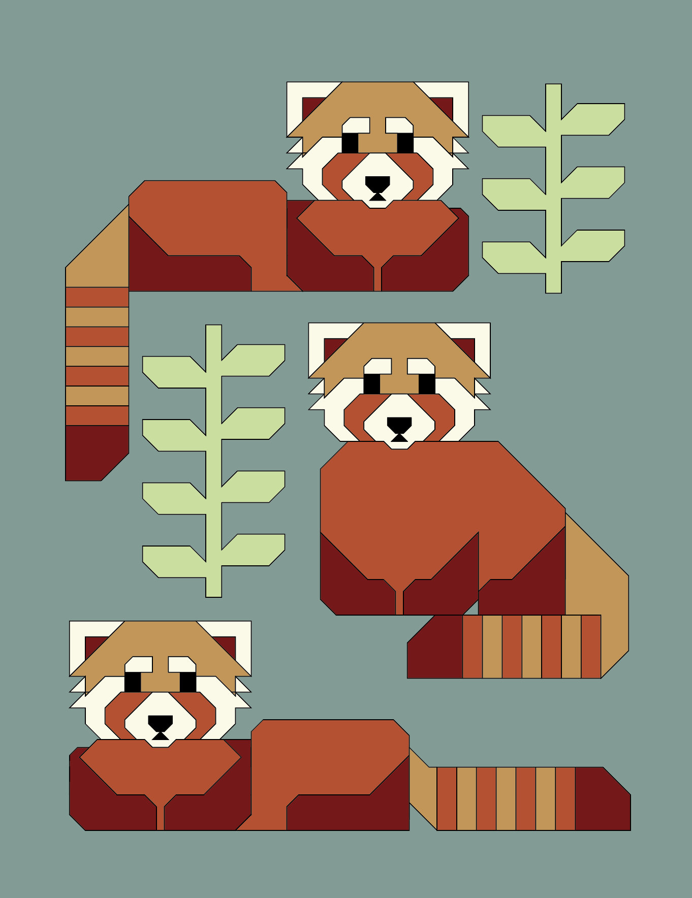 QUILT PATTERN Red Pandas Quilt by Art East Quilting Co | Etsy