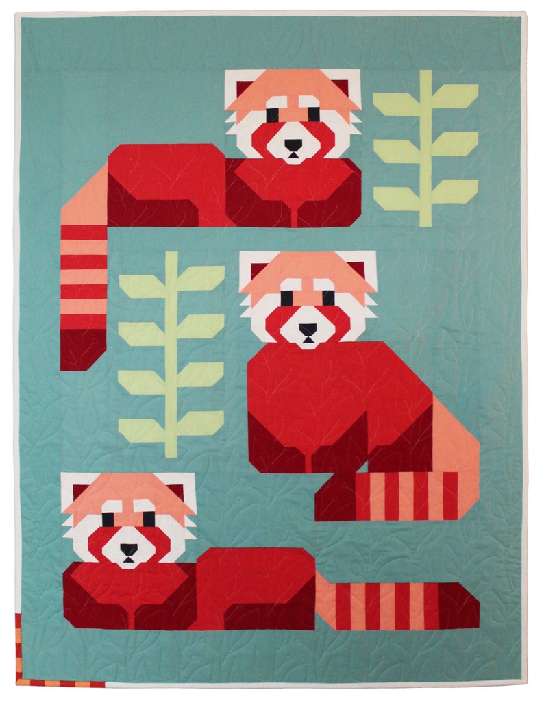 QUILT PATTERN Red Pandas Quilt by Art East Quilting Co - Etsy